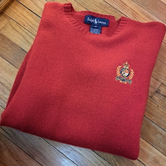 Ralph Lauren | Sweaters | Ralph Lauren Red Crest Logo Sweater Cashmere ...